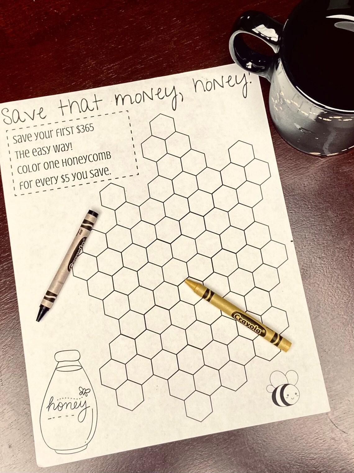 Bee Savings Challenge Money Tracker Printable Save That Money, Honey No ...