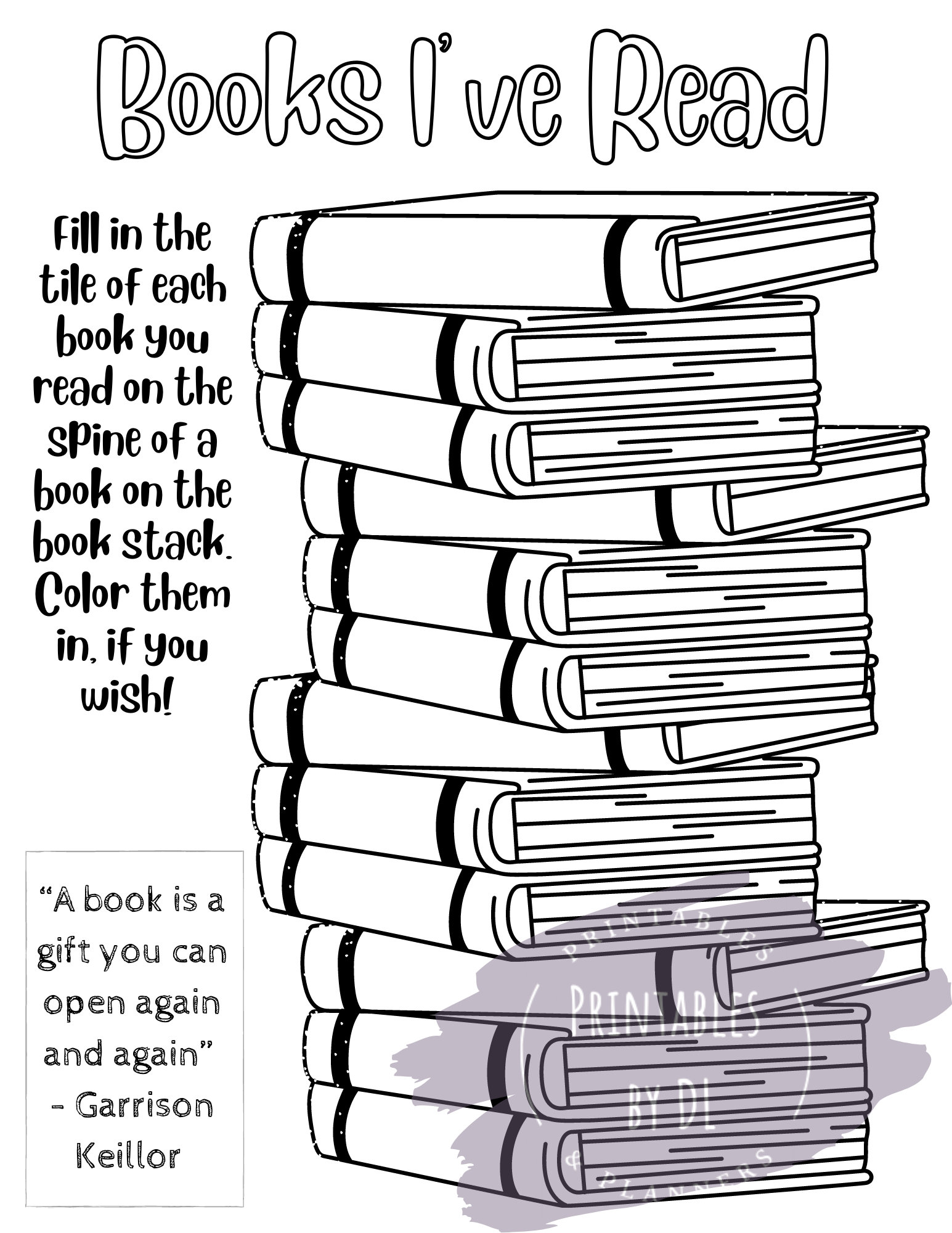 Printable Book Log Reading Tracker | Book Stack Reading Log | Instant ...