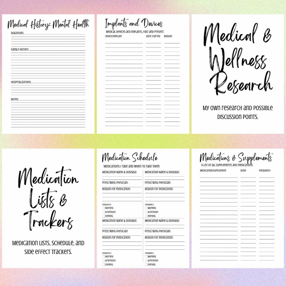 Editable Medical Binder Canva Template | Health Tracking Worksheets ...