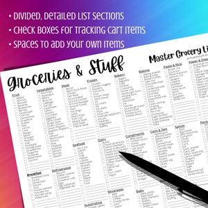 Groceries & Stuff Master Grocery List Printable | Instant Download - Etsy