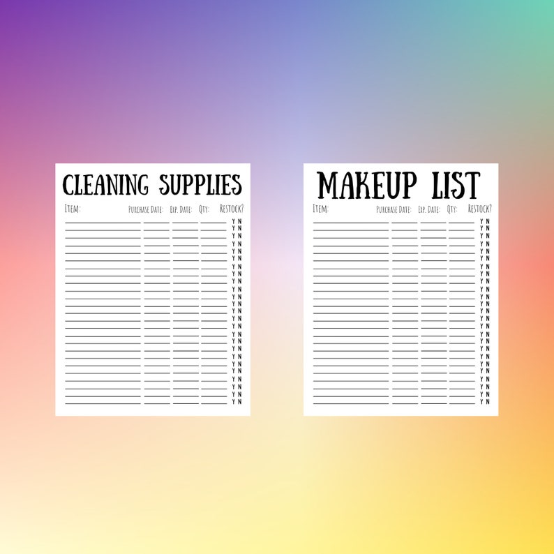 Household Inventory Printable Checklists 10 Pages | Instant Download - Etsy