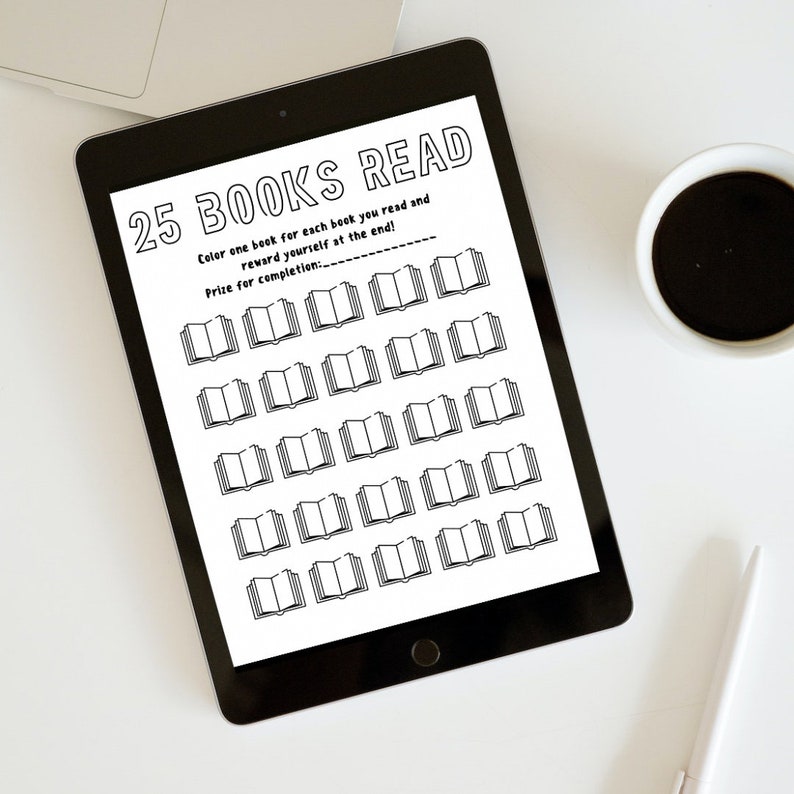 Printable Book Log Reading Tracker 25 Books Read Instant Download - Etsy