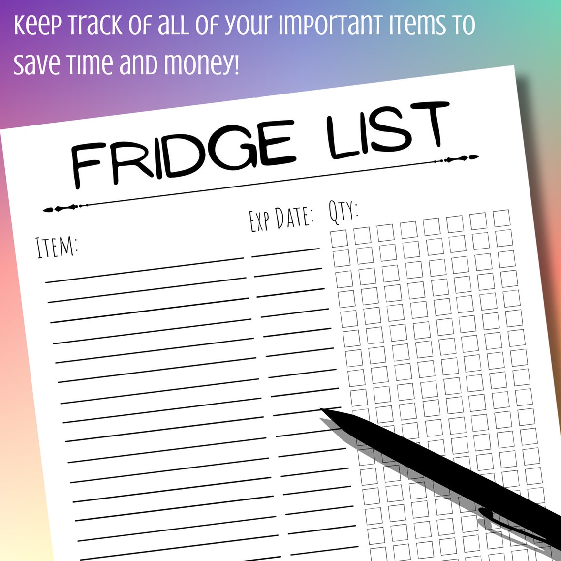 Refrigerator Inventory List With Expiration Dates Printable Worksheet ...