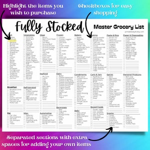 Master Grocery List Printable Weekly Restock Instant - Etsy
