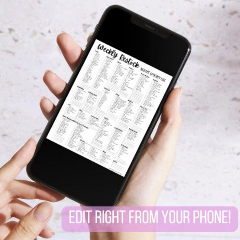 Editable Weekly Restock Master Grocery List Canva Template | Instant ...