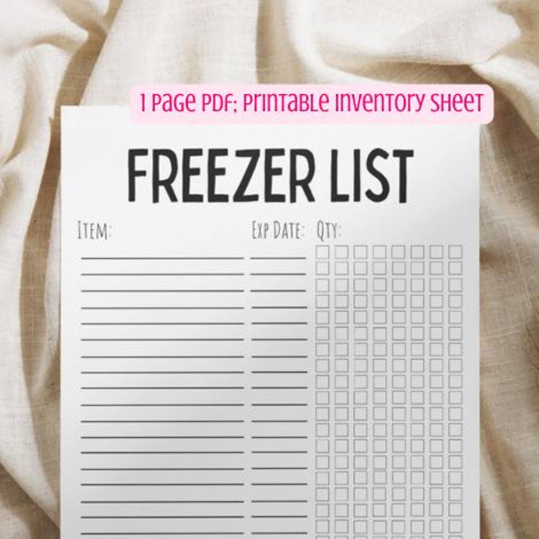 Freezer Inventory Printable With Expiration Date Tracking and Flowers ...