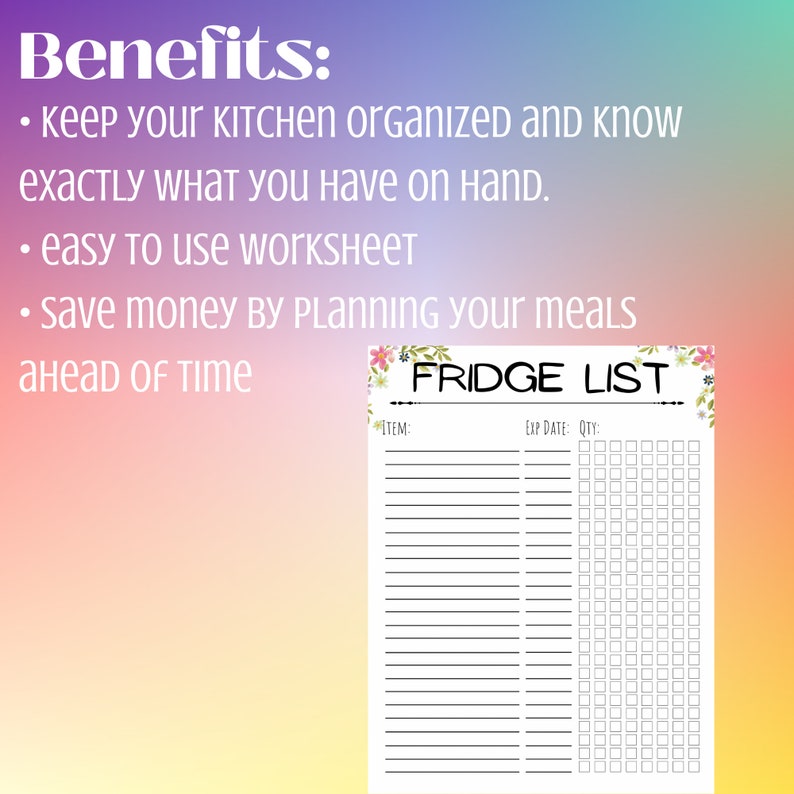 Refrigerator Inventory List With Expiration Dates Printable - Etsy