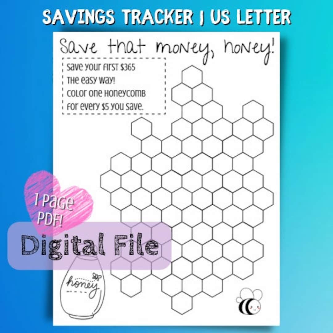 Bee Savings Challenge Money Tracker Printable Save That Money, Honey No ...