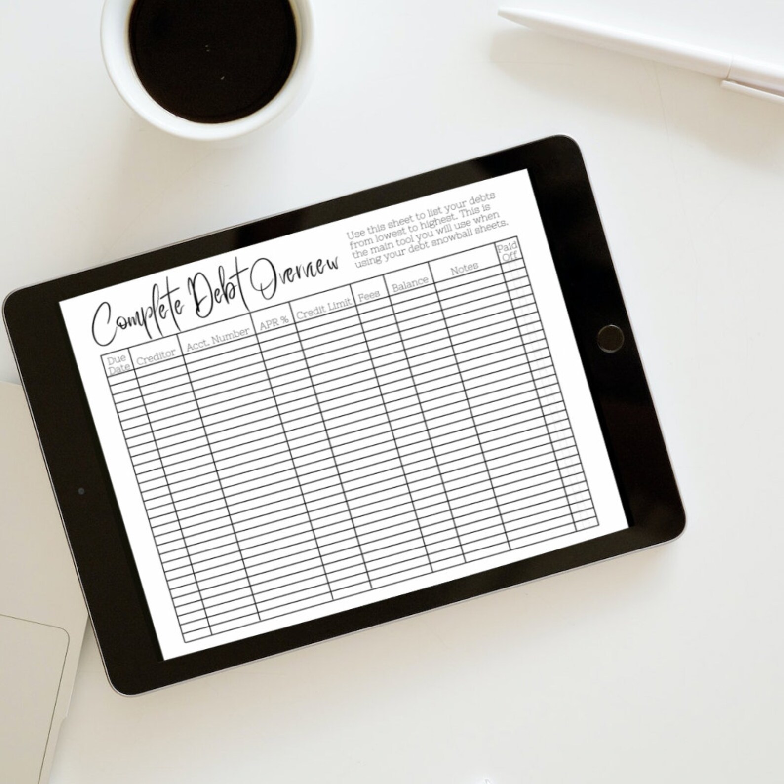 Complete Debt Overview Printable Worksheet | Instant Download - Etsy