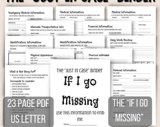 In Case I Go Missing File Template | in Case of Emergency Binder ...