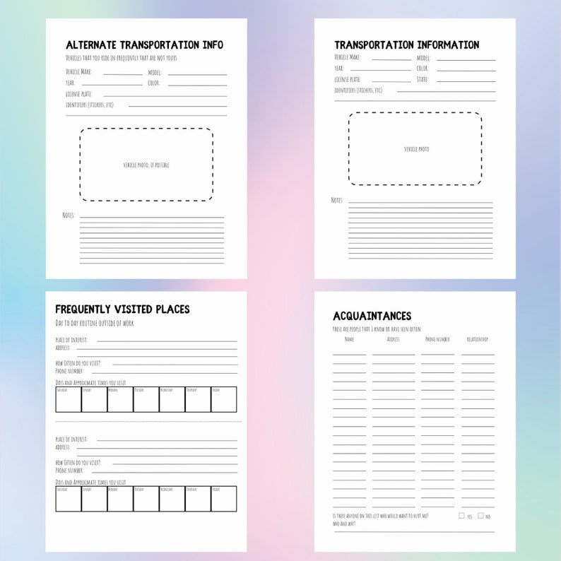 If I Go Missing Emergency Binder Printables | 23 Page PDF - Etsy