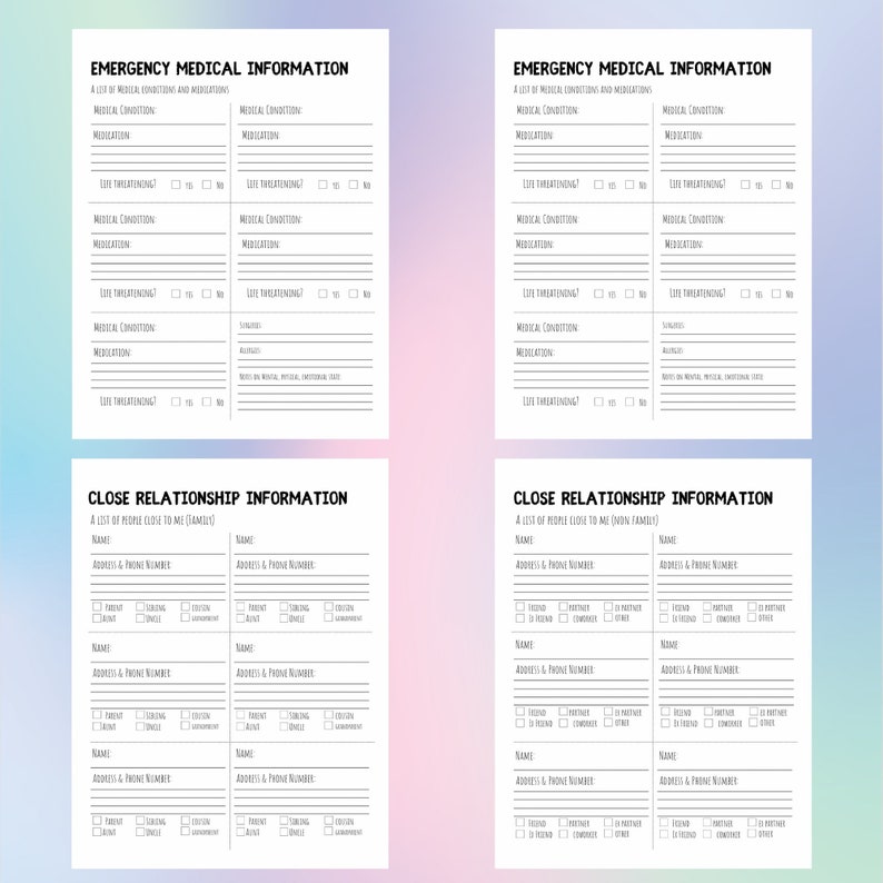 If I Go Missing Emergency Binder Printables | 23 Page PDF - Etsy