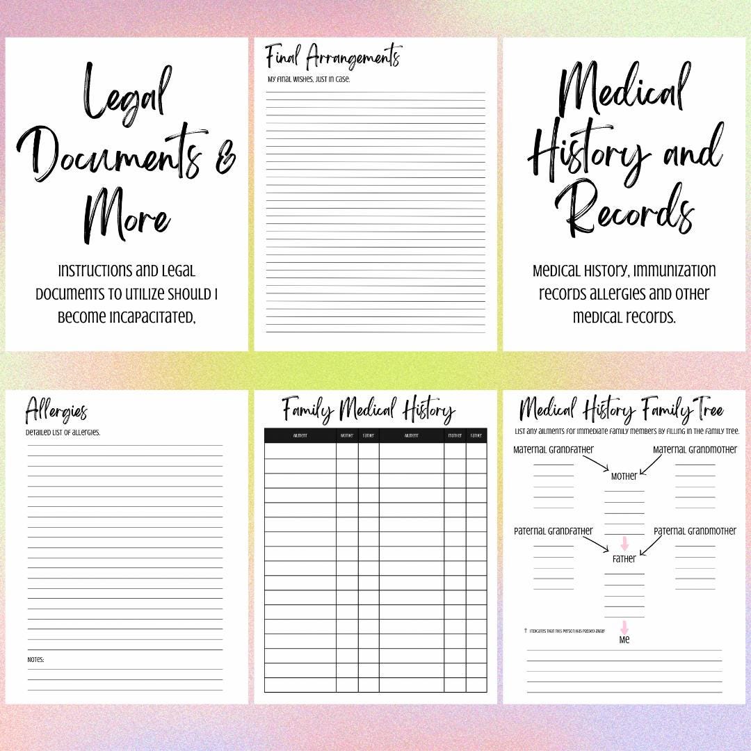 Editable Medical Binder Canva Template | Health Tracking Worksheets ...