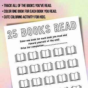Printable Book Log Reading Tracker 25 Books Read Instant Download - Etsy