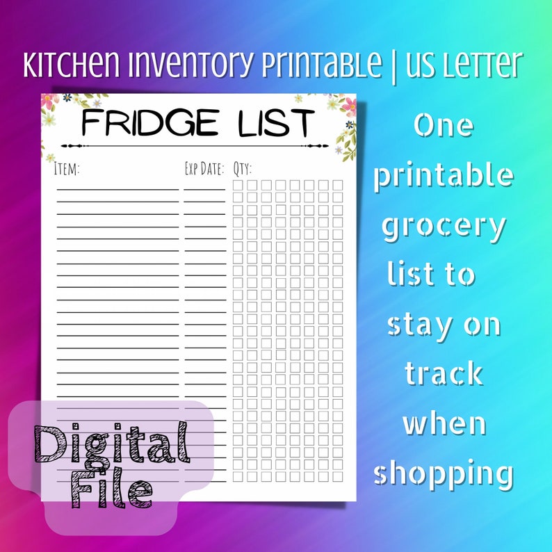 Refrigerator Inventory List With Expiration Dates Printable - Etsy