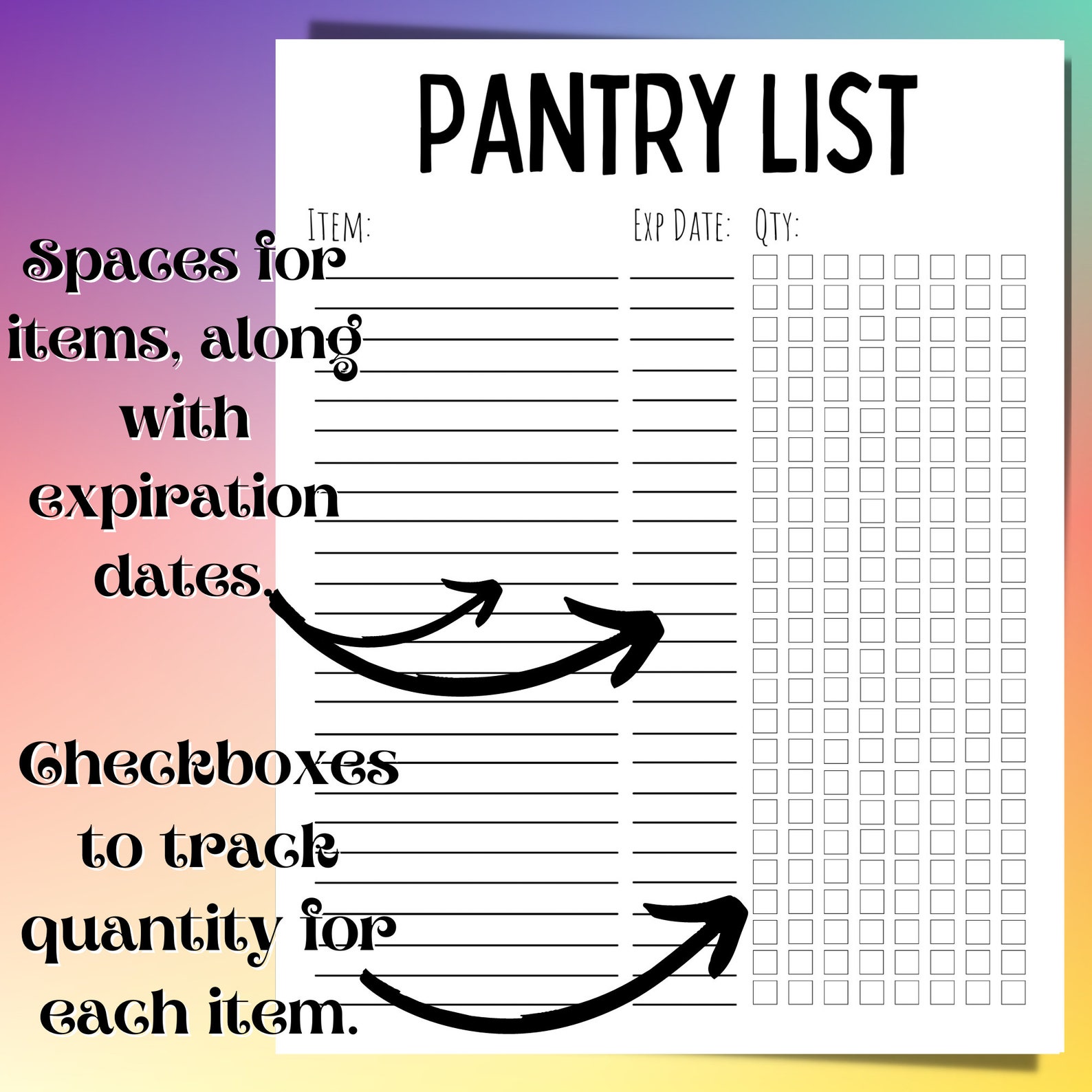 Pantry Inventory List Printable | Kitchen Organizaion Worksheet ...