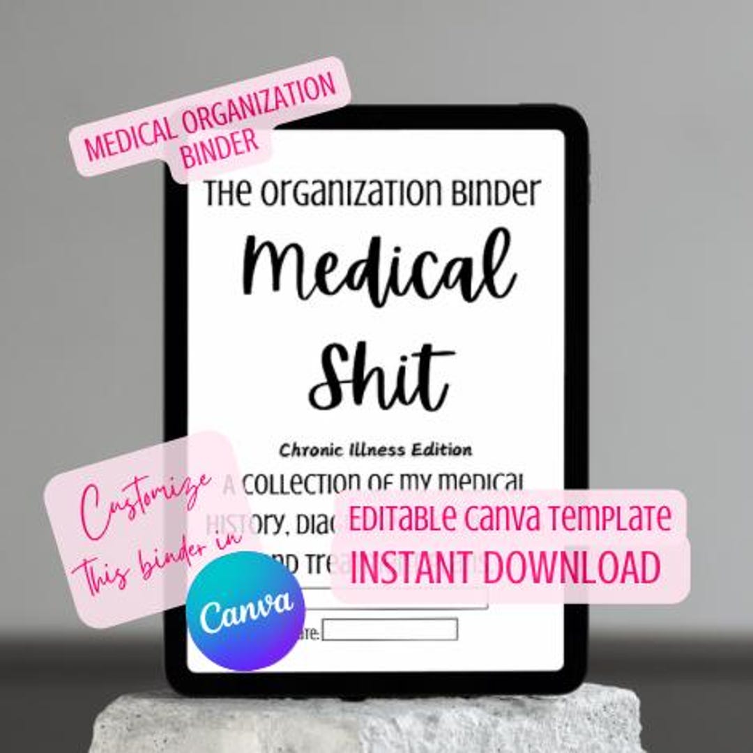 Medical Shit Health Tracking Worksheets | Medical Binder Editable Canva ...