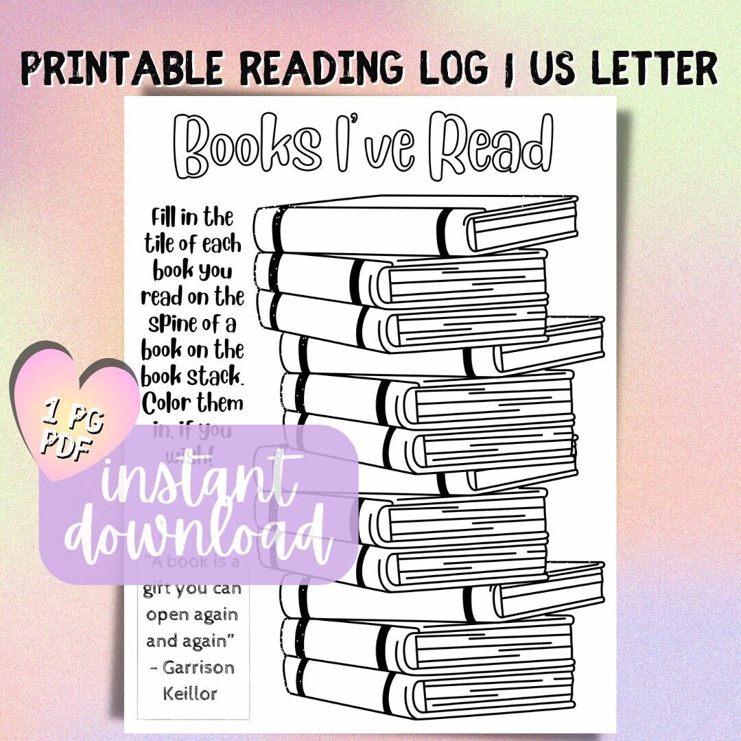 Printable Book Log Reading Tracker Book Stack Reading Log - Etsy
