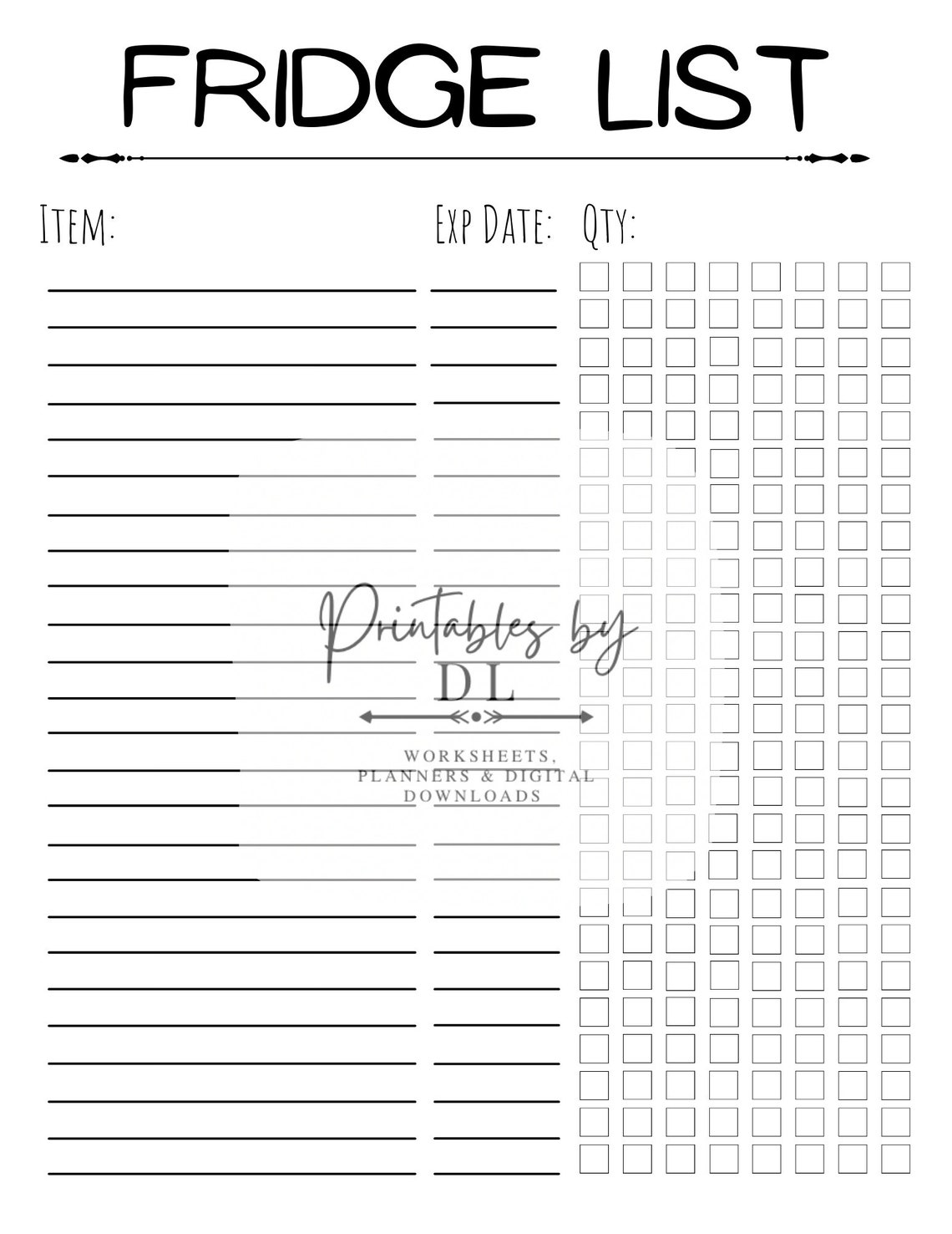 Refrigerator Inventory List With Expiration Dates Printable Worksheet ...
