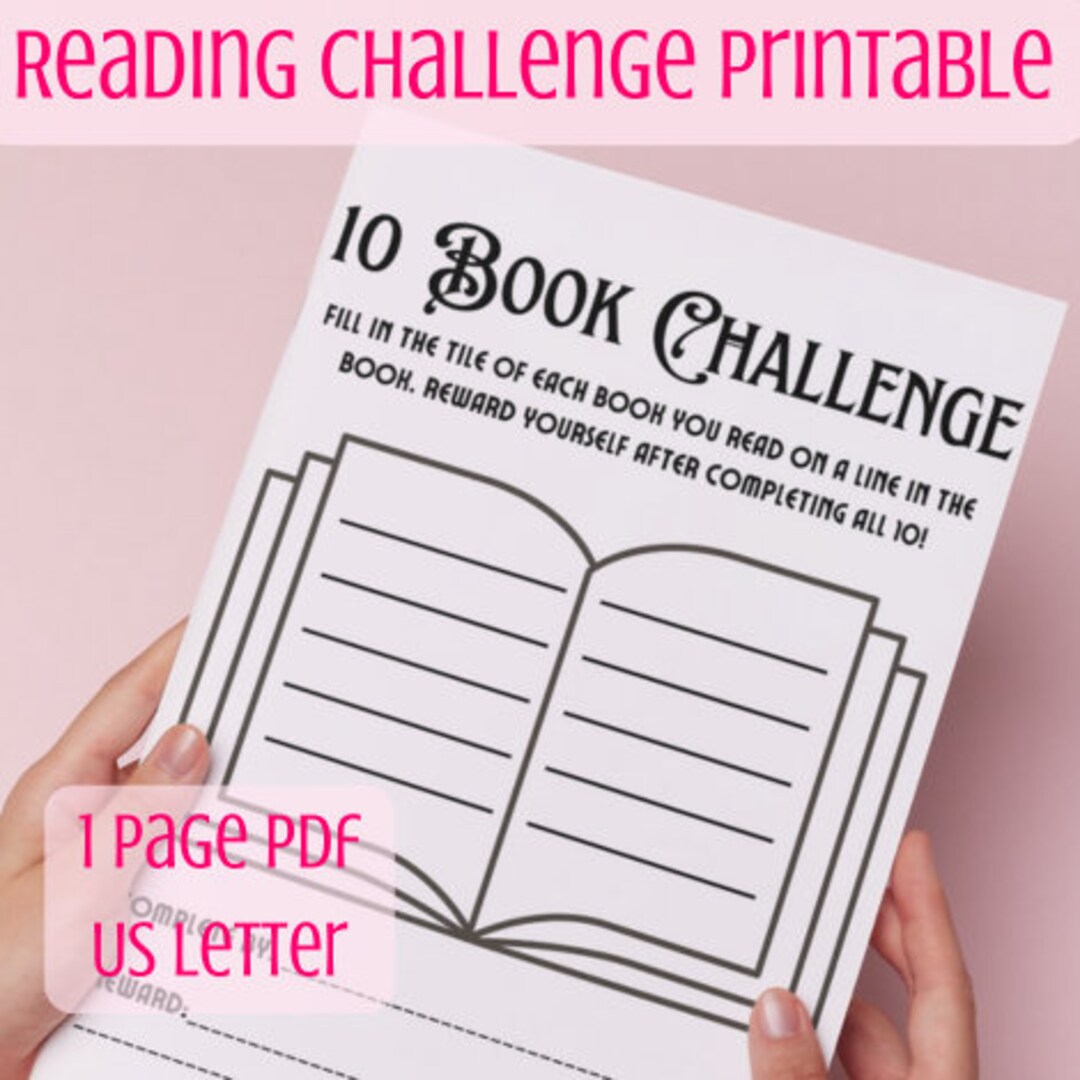 10 Book Challenge Printable Book Log Reading Tracker Book Stack Reading ...