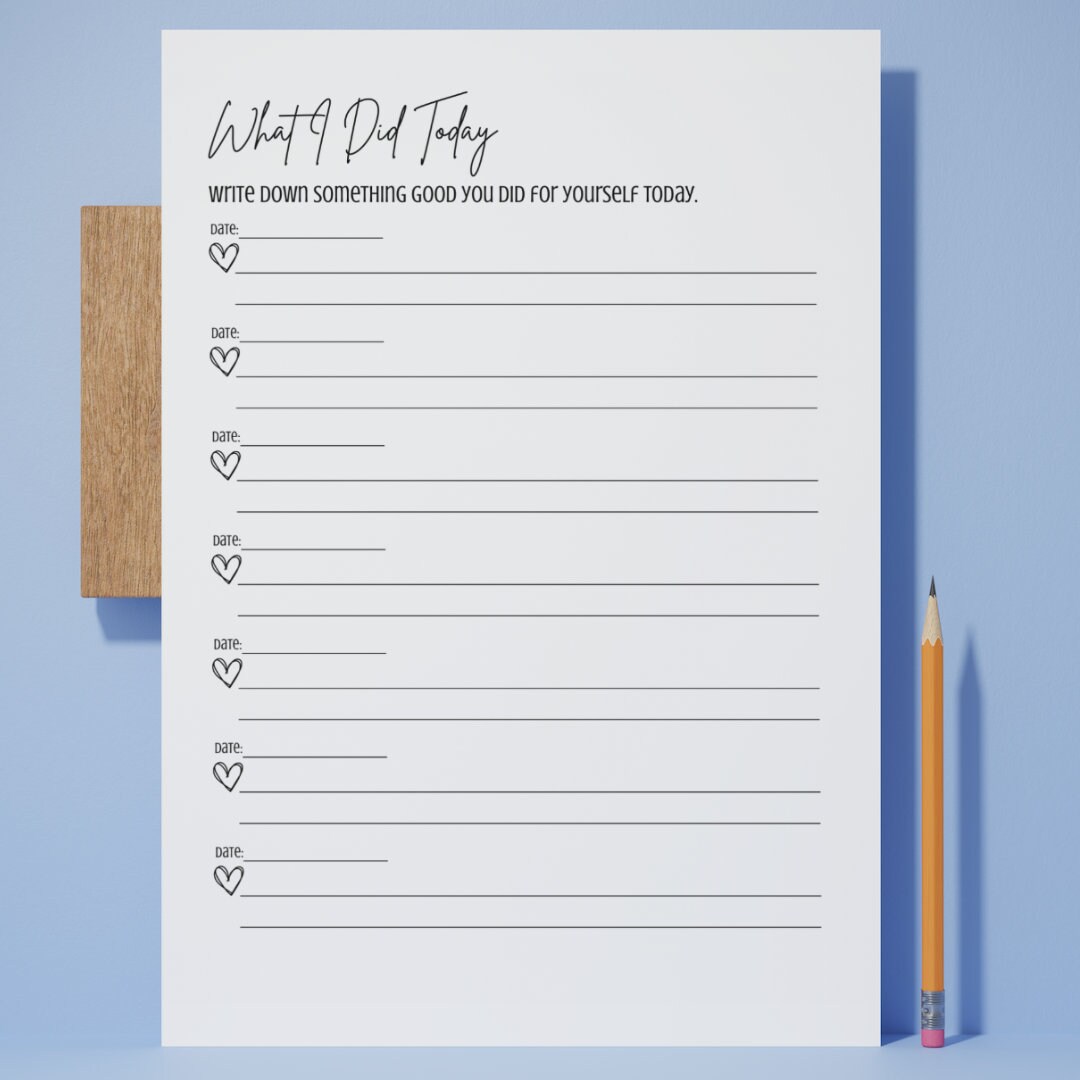 What I Did Today Printable Habit Tracking Journal Worksheet | Instant ...