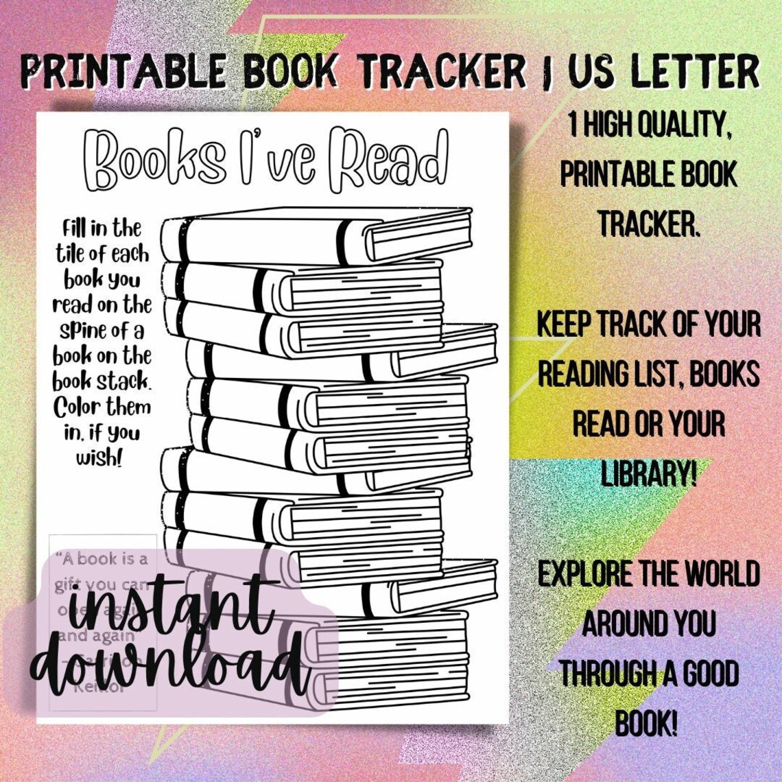 Printable Book Log Reading Tracker Book Stack Reading Log - Etsy