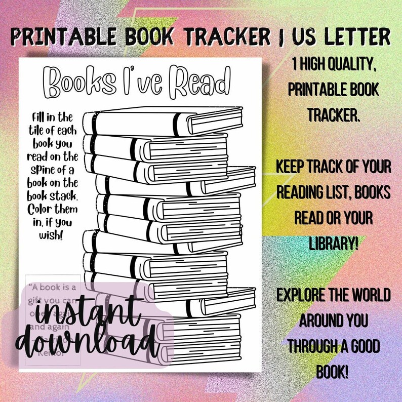 Printable Book Log Reading Tracker Book Stack Reading Log - Etsy