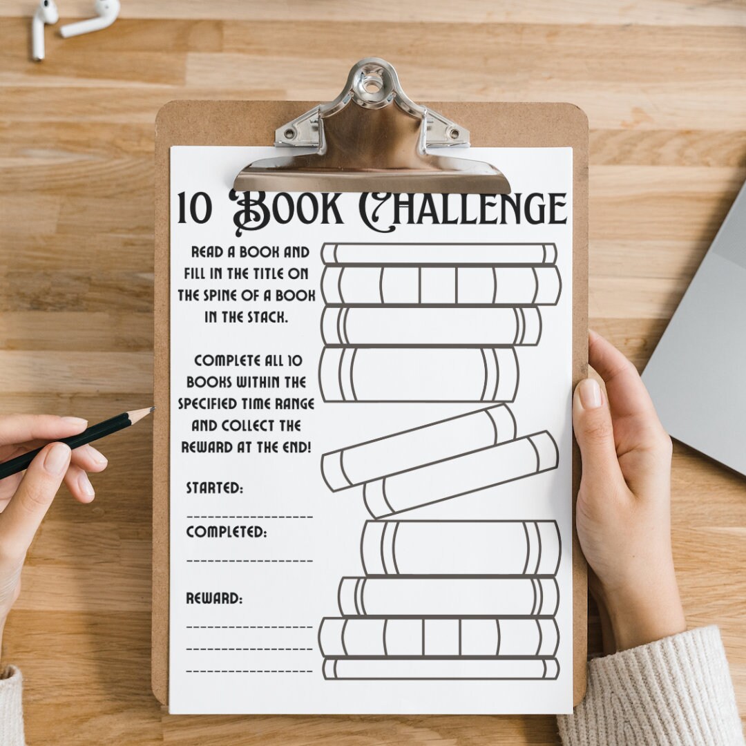 10 Book Challenge Printable Book Log Reading Tracker | Book Stack ...