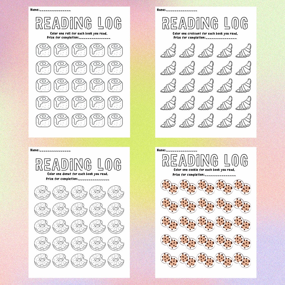 Printable Book Log Reading Tracker 10 Pg Bakery Themed Reading Reward ...