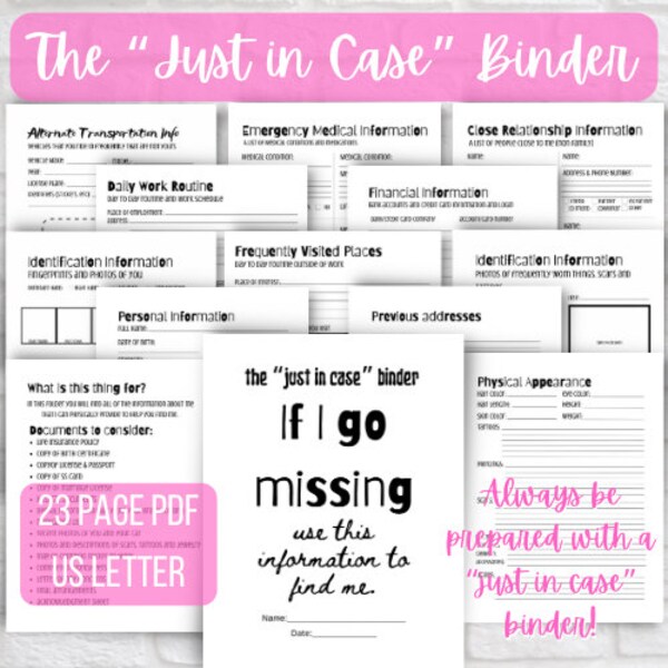 If I Go Missing Binder - Etsy