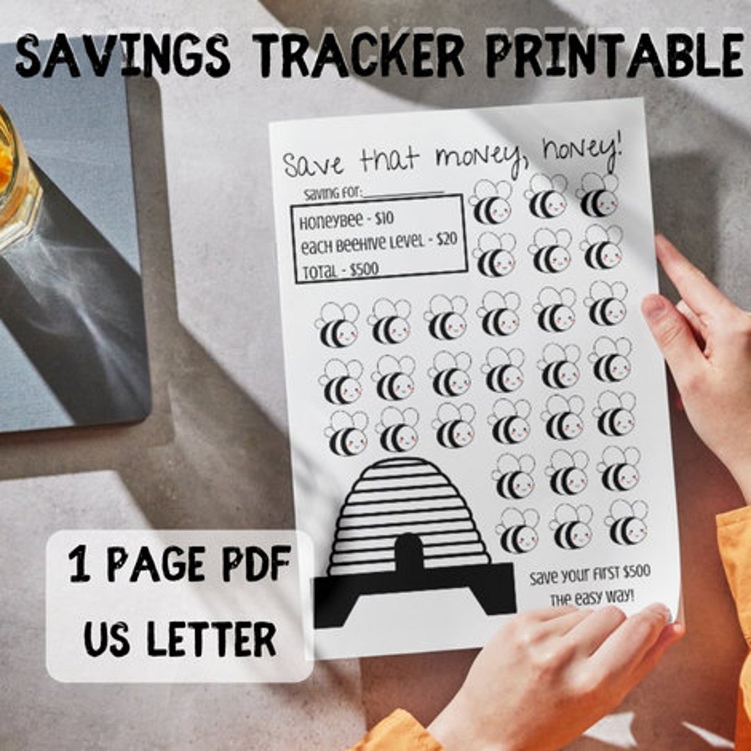 Bee Money Challenge Printable Bundle | Savings Tracker Worksheets ...