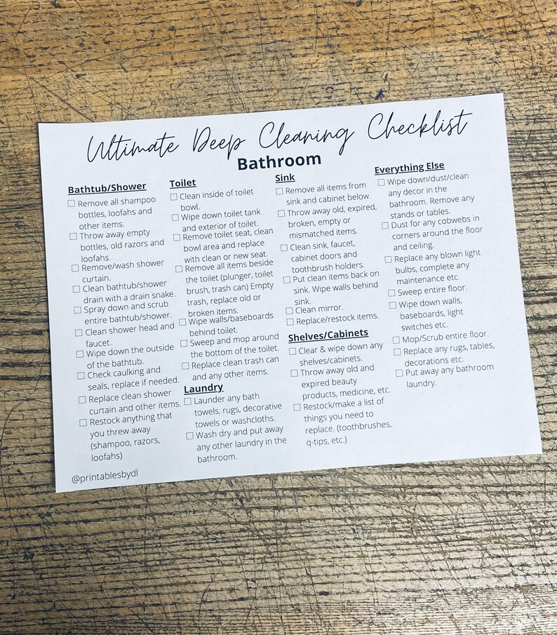 Printable Bathroom Deep Cleaning Checklist | Ultimate Spring Cleaning ...