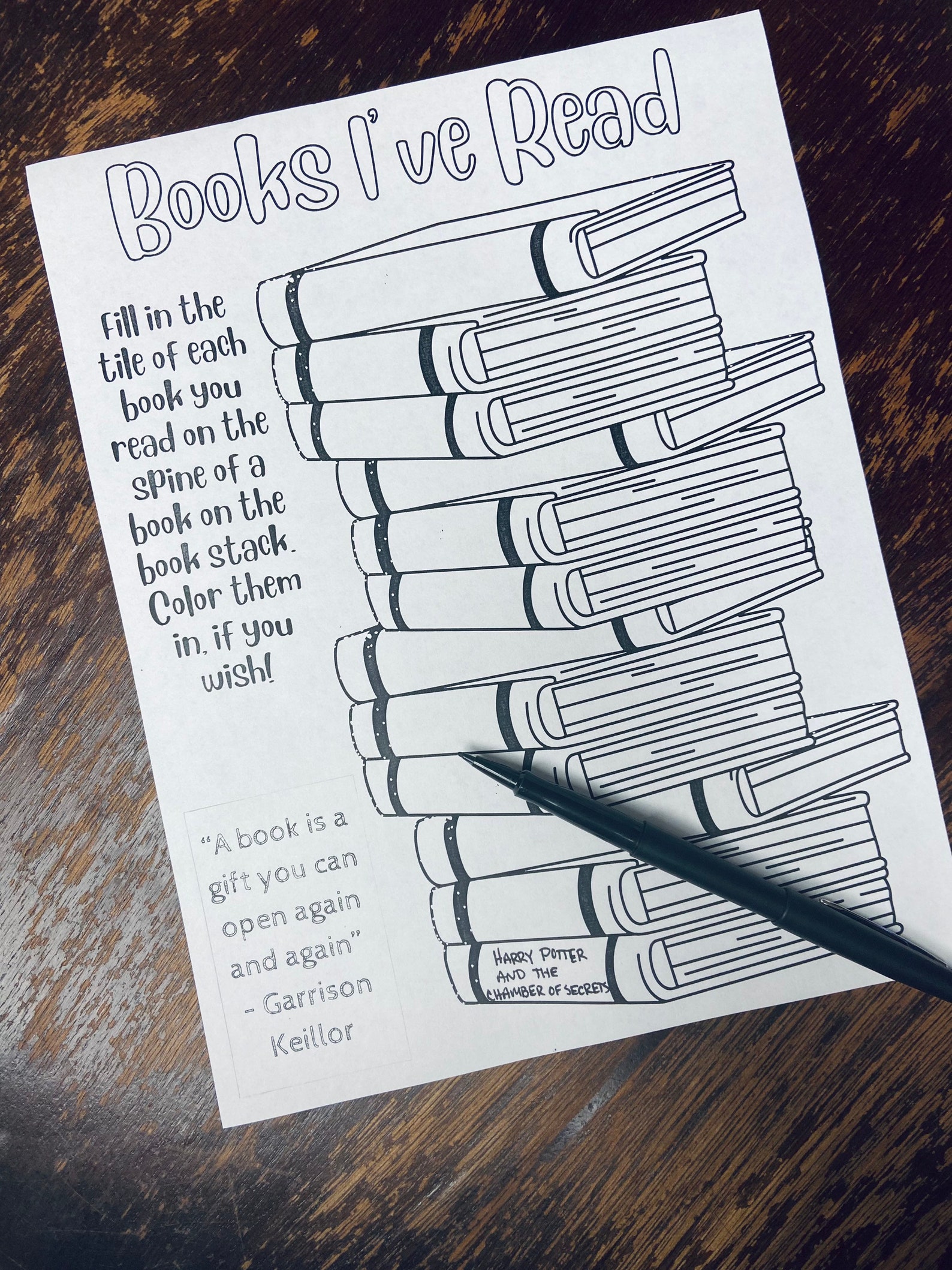 Printable Book Log Reading Tracker | Book Stack Reading Log | Instant ...