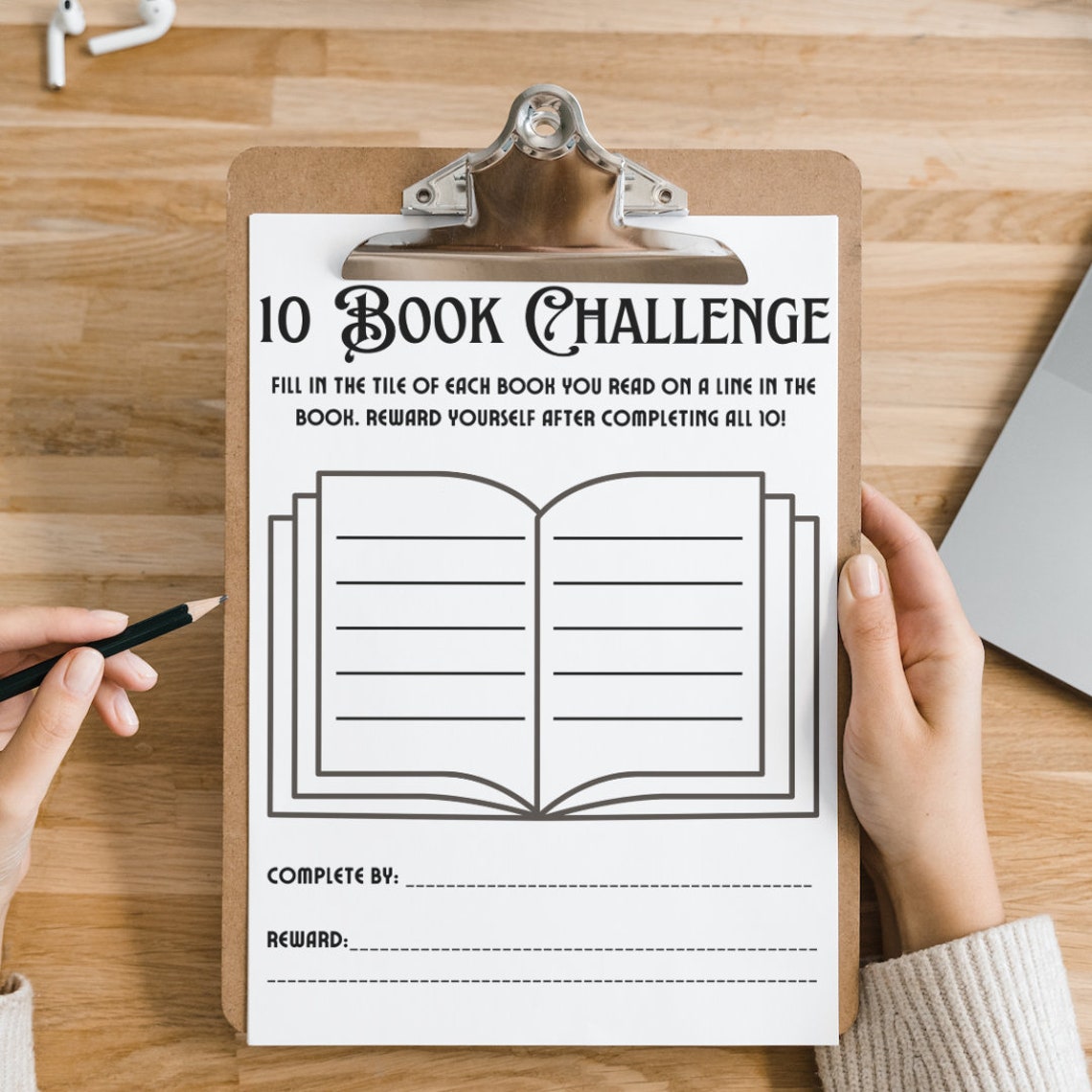 10 Book Challenge Printable Book Log Reading Tracker Book Stack Reading ...