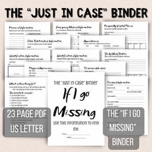 If I Go Missing Emergency Binder Printables 23 Pgs | Instant Download ...