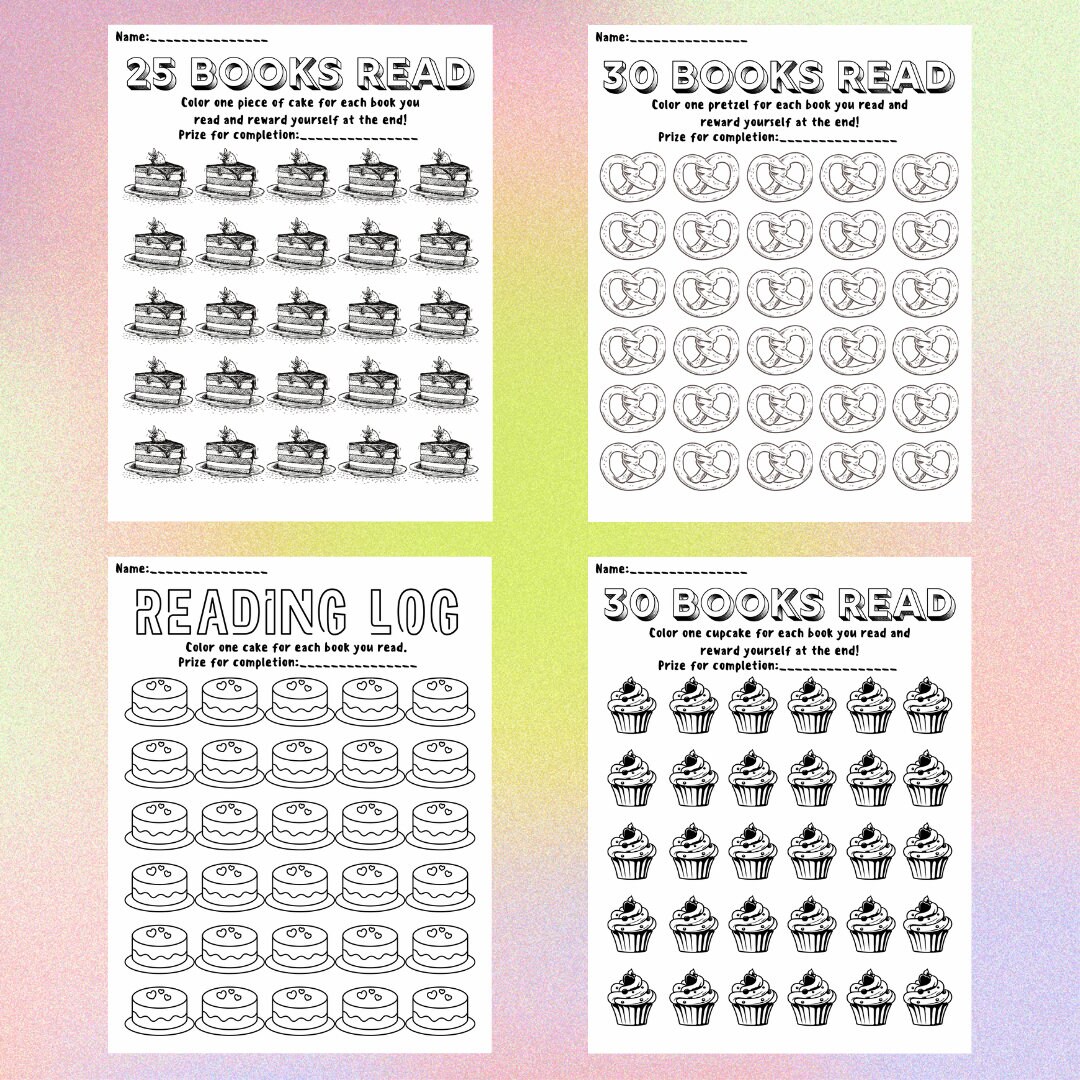 Printable Book Log Reading Tracker 10 Pg Bakery Themed Reading Reward ...