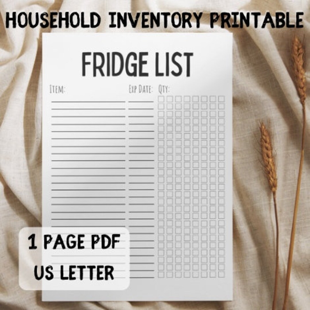 Refrigerator Inventory List With Expiration Dates Printable Instant ...