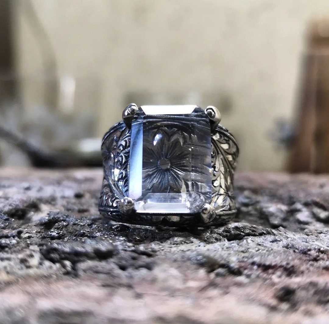 Silver Handmade Ring With Najaf Stone, 925k Sterling Silver, Custom ...