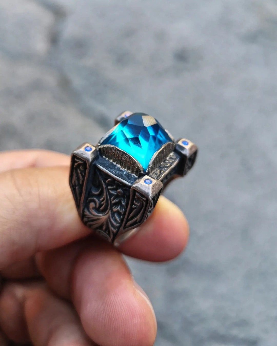 Personalization Blue Minarets Silver Ring, 925k Sterling Silver, Custom ...