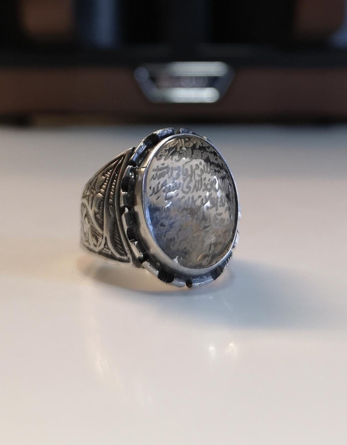 Najaf Stone Silver, Custom Ring With Transparent Natural Najaf Stone ...