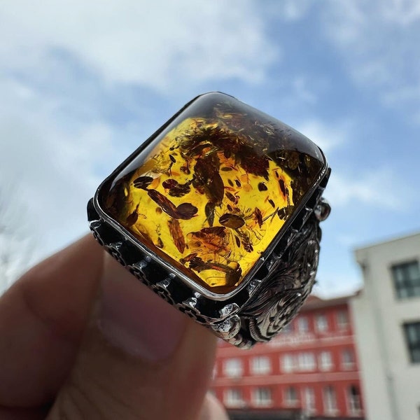 Mens Amber Ring - Etsy