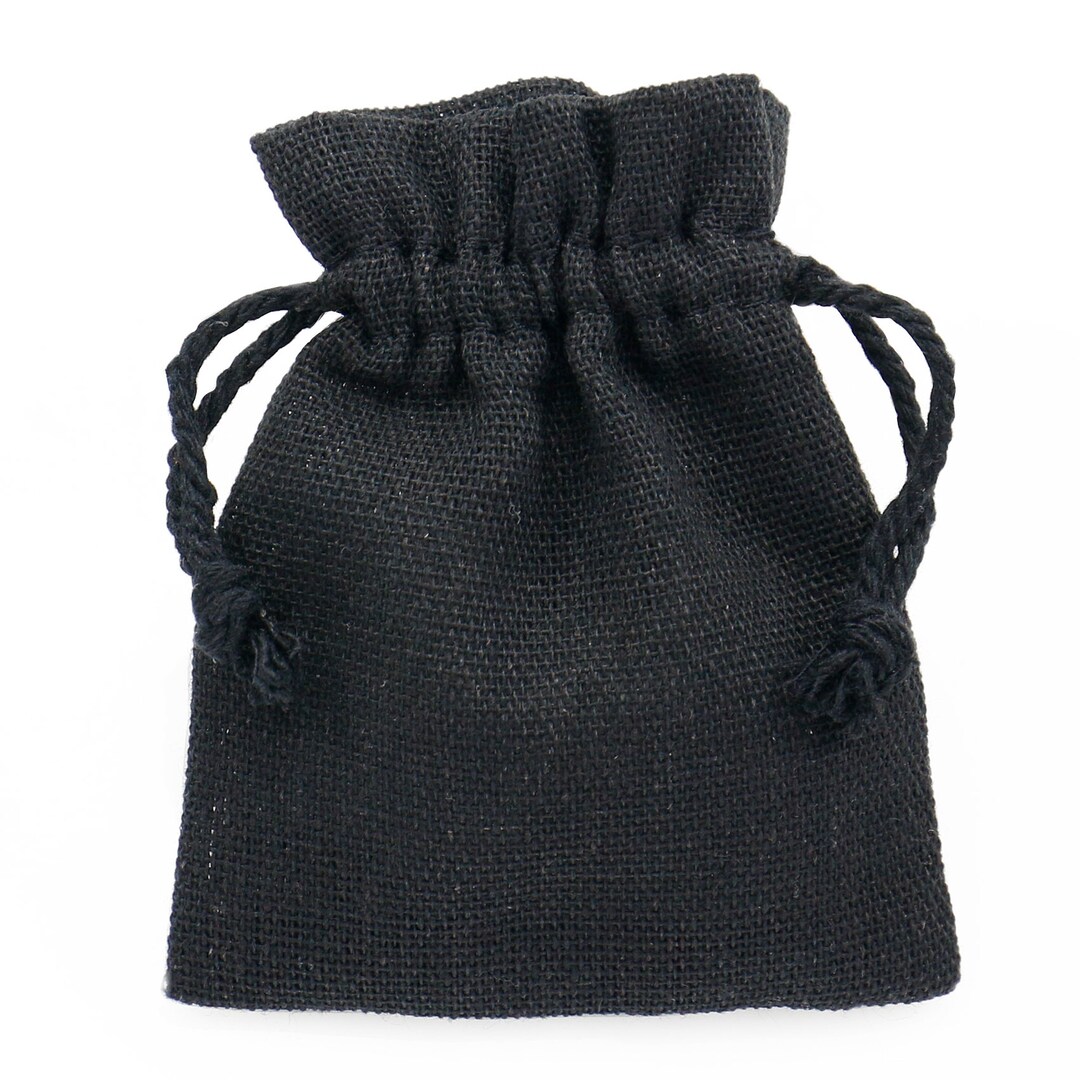Charcoal Black Cotton Linen Gift Bags Drawstring Jewellery Pouches Eco ...