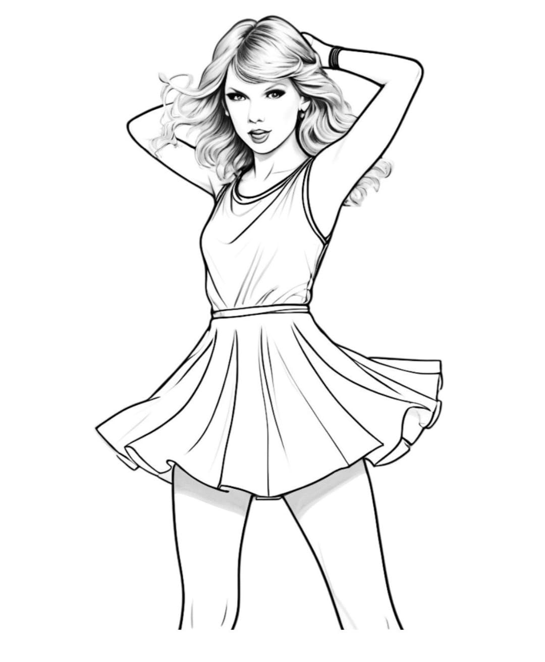 Taylor Swift Cartoon Colouring in Pages - Etsy