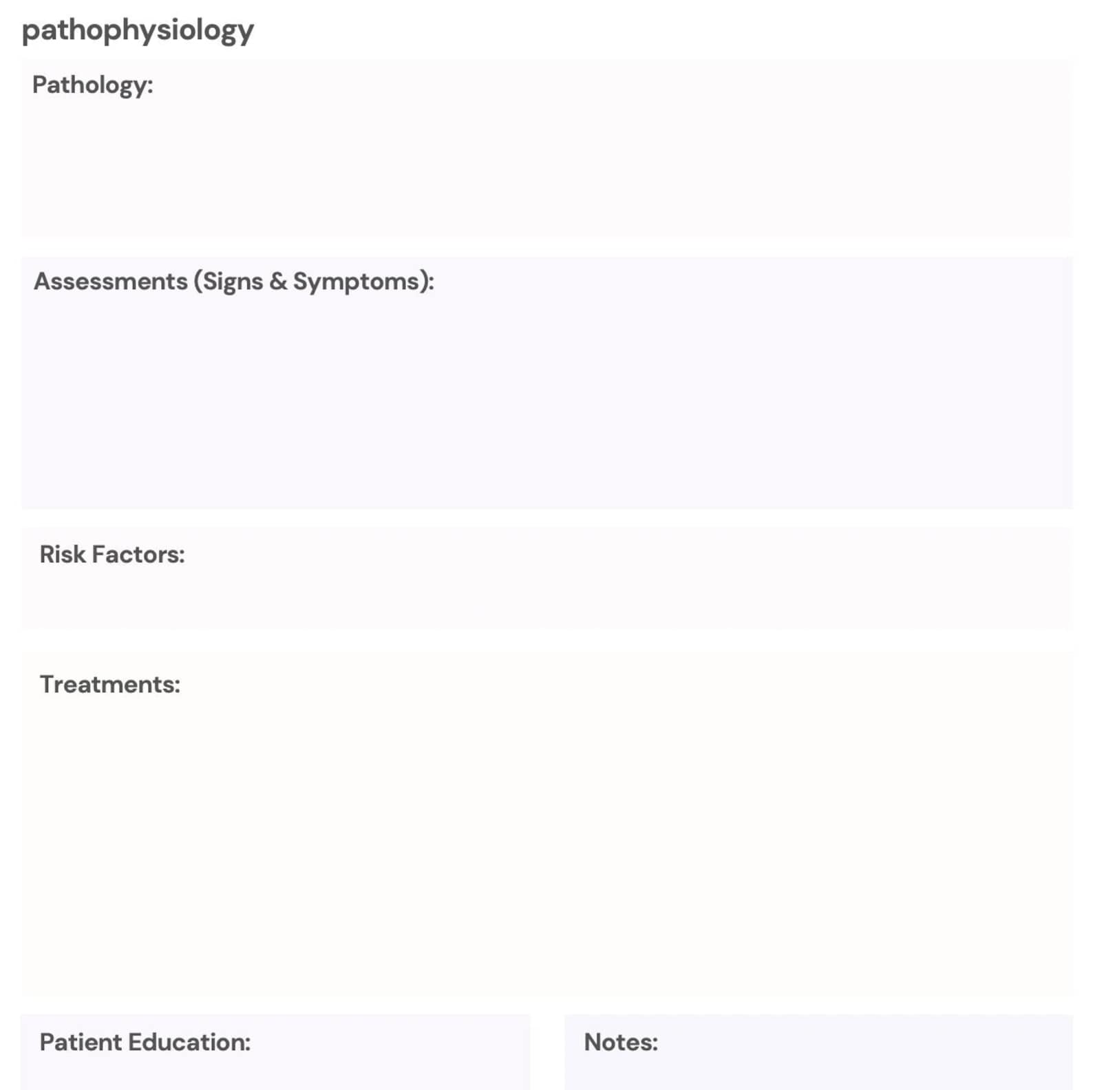 Pathophysiology TEMPLATE/FLASH CARD - Etsy