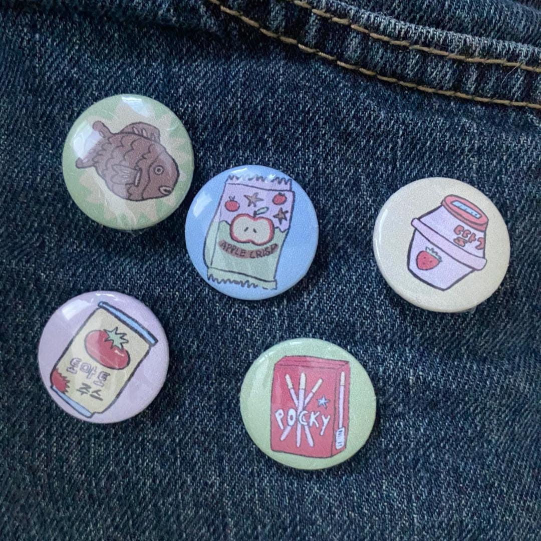 Asian Snack Pins | 1" Button Pins Korean, Japanese, Food, Aesthetic - Etsy