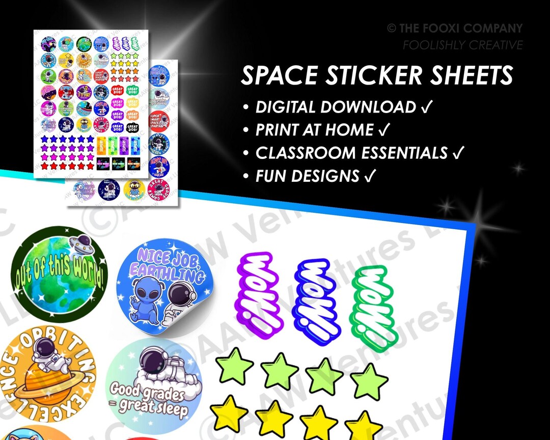 Space-themed Printable Sticker Sheet | Astronaut Classroom Rewards ...