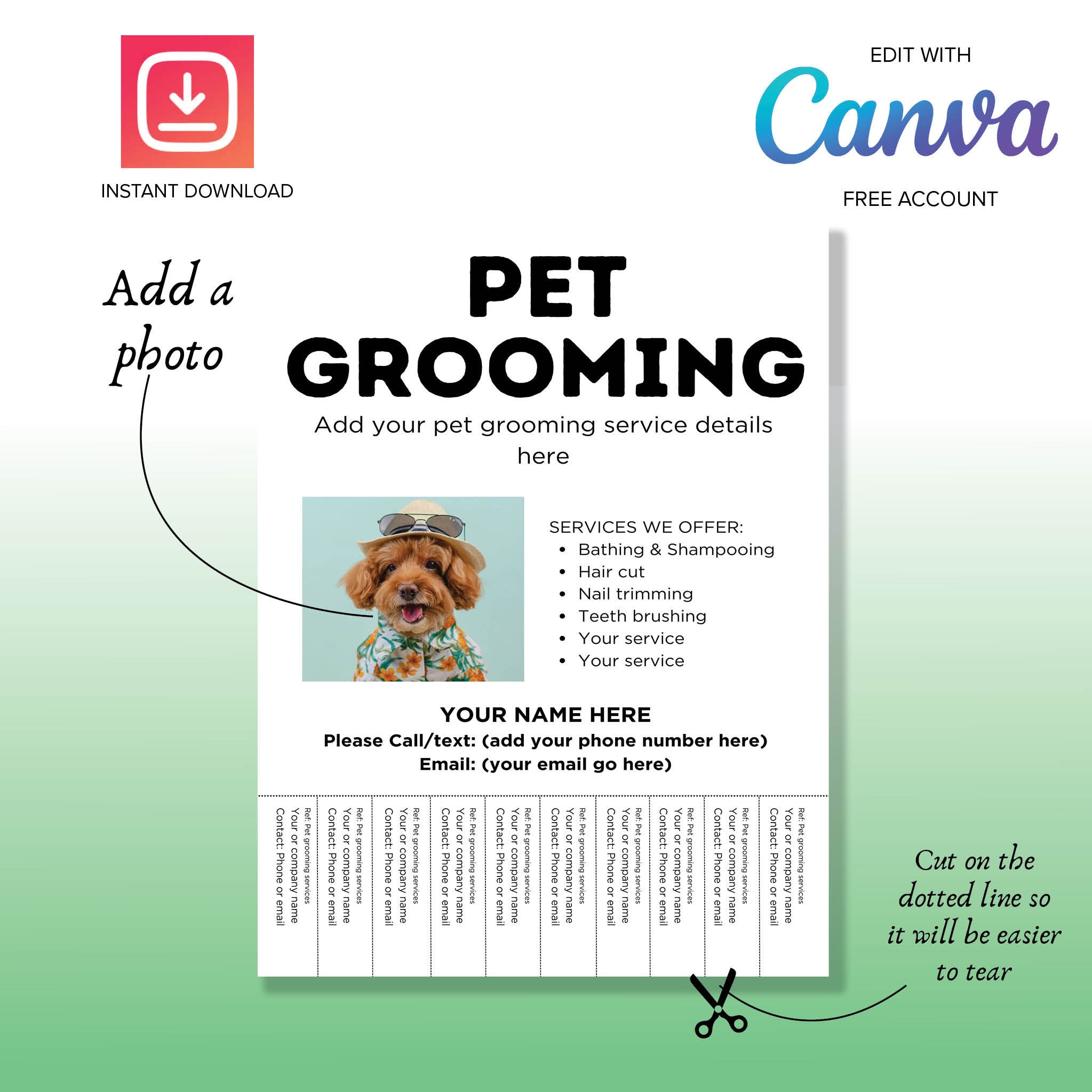 Pet Grooming, Flyer, Template, Editable Dog Grooming Flyer, Pet Care ...
