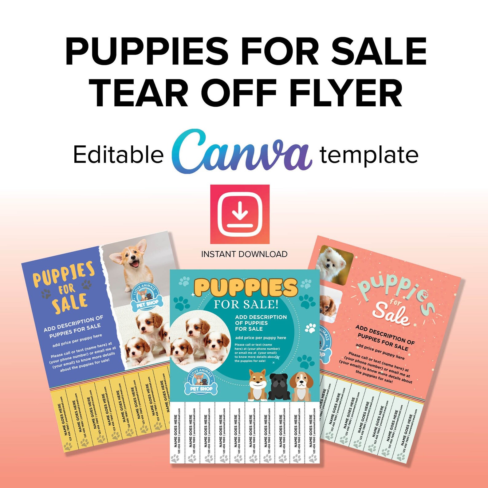 Puppy Breeder Flyer Template: Tear-off Design (digital Download) - Etsy