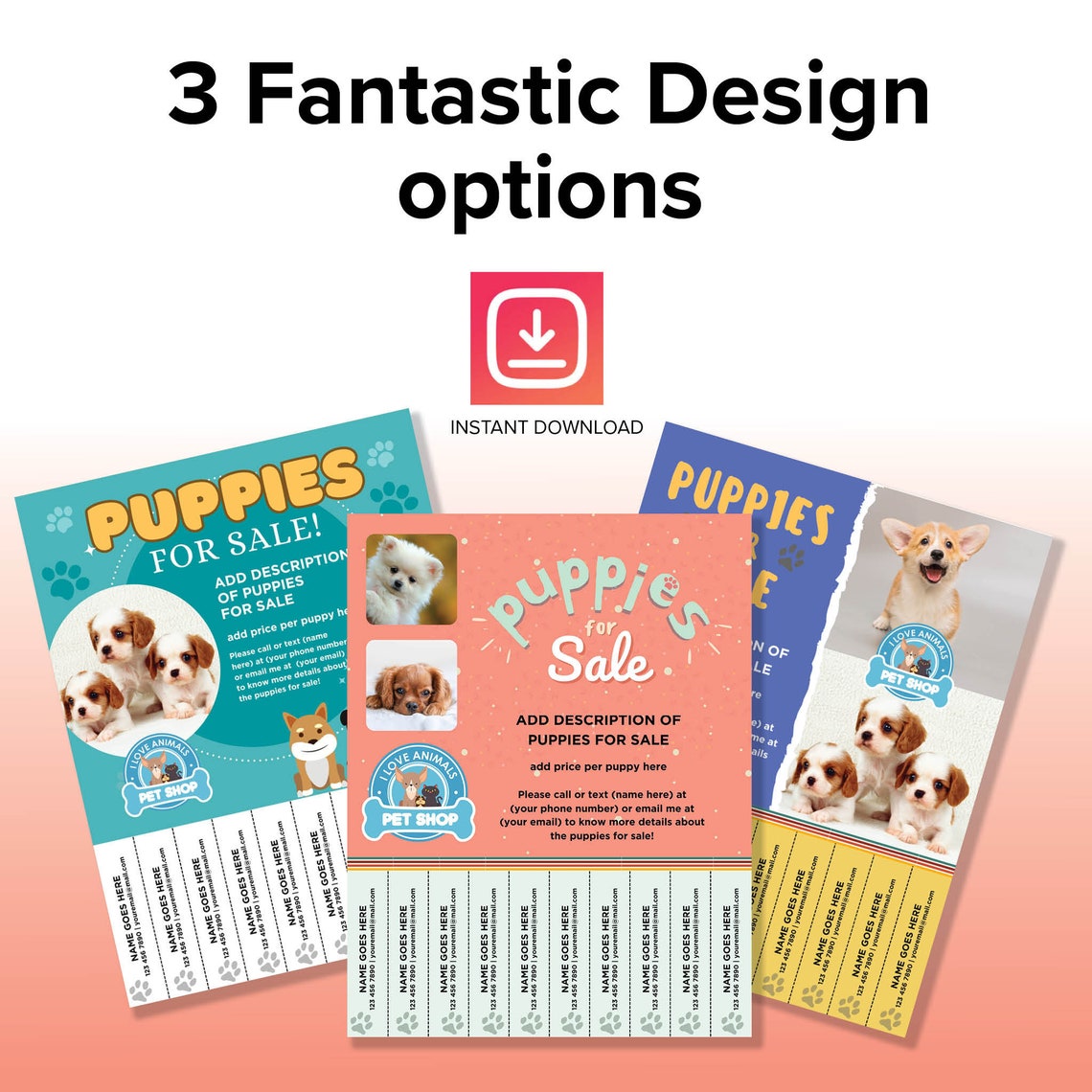 Puppy Breeder Flyer Template: Tear-off Design (digital Download) - Etsy