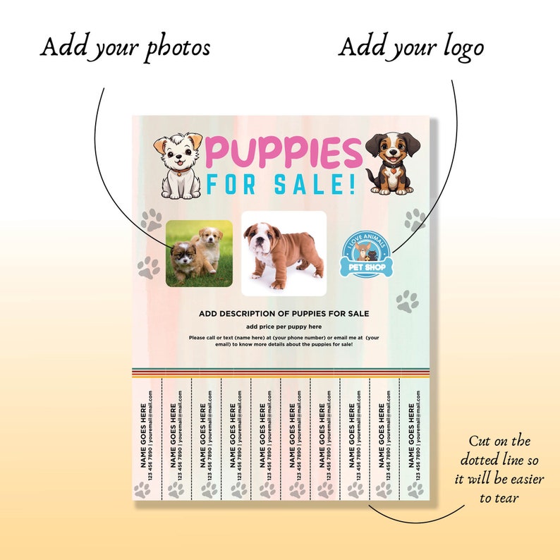 Pet Care, Puppies for Sale Flyer Template, Dog Breeder Flyer - Etsy